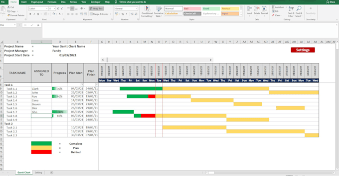 Create project schedule timeline gantt chart using microsoft excel by Fandydwi221120 | Fiverr