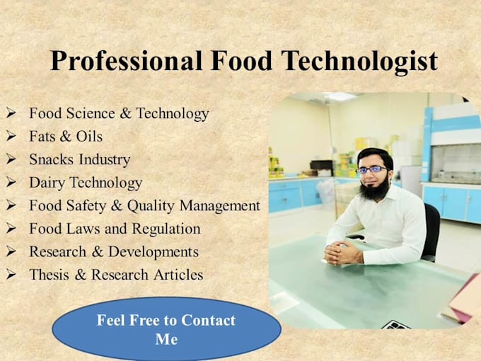 Assist you professional food technologist by Zabiulahmadni | Fiverr