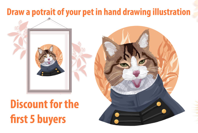 Create hand drawing pet potrait illustration in vintage outfit by ...