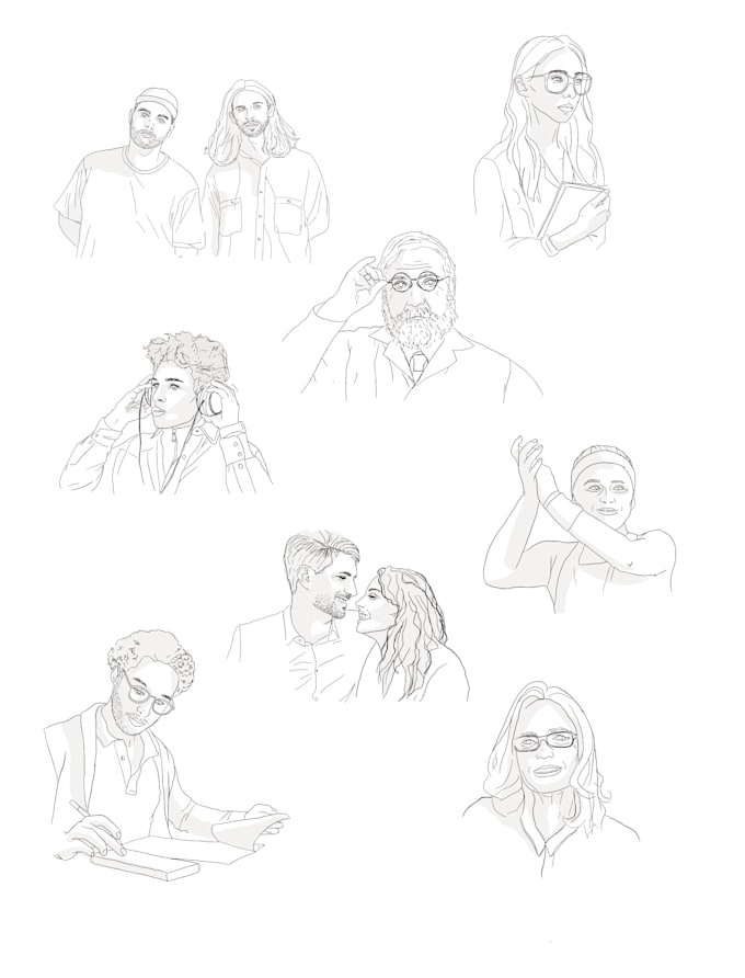 Do digital portrait line art by Minimal_rabea | Fiverr