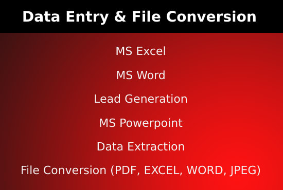 Do data entry and file conversion pdf, word, excel, jpeg by Basityasin ...