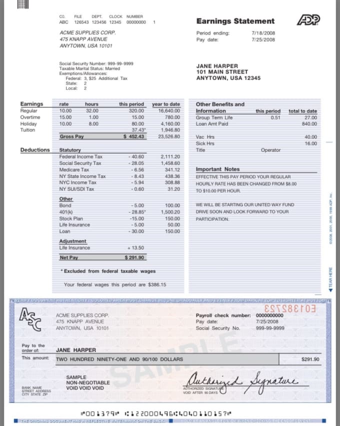 Create check stubs and paystubs for employees by Lovelybellz | Fiverr