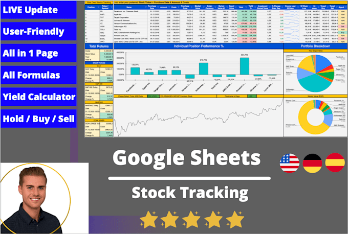 Create a real time stock portfolio tracking on google sheets in 1 page ...