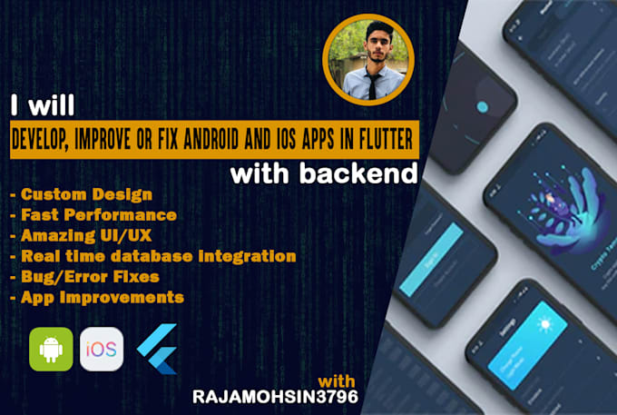 Develop Improve Or Fix Flutter Apps With Backend For Android And Ios By