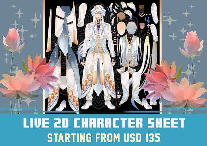 Draw live 2d anime character sheet by Beandogge | Fiverr