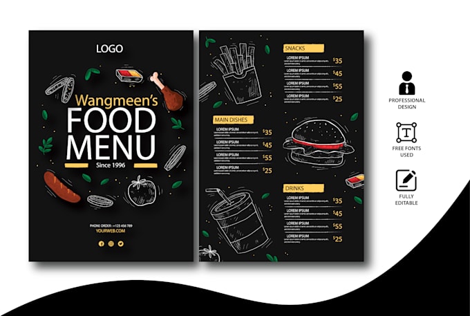 Design eye catching restaurant menu by Mdazamakram | Fiverr