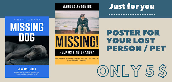 Make a poster for your missing person or pet by Suvingatahmad | Fiverr