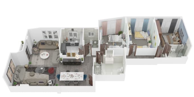 Create a 3d floor plan in 3ds max by Ahmednabile | Fiverr