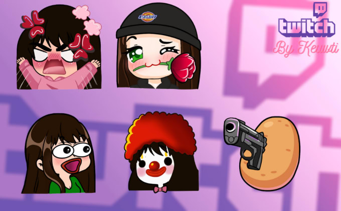 Create Cute Custom Chibi Twitch Emotes And Badges By Keuwti Fiverr