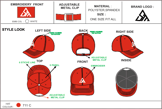 Design a hat and cap with tech pack with mockup by Dhanabalsubra | Fiverr