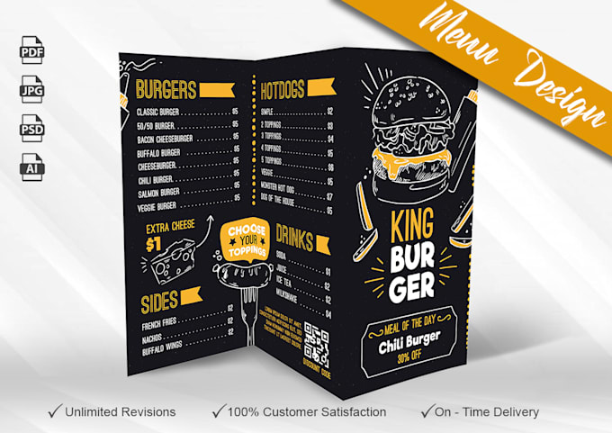 Eye catching restaurant menu, food menu design in 12 hours by Sl ...