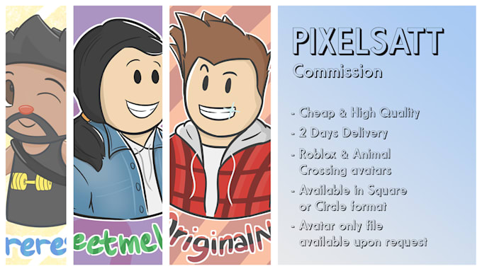 Draw roblox or animal crossing avatar for your icon by Pixelsatt | Fiverr