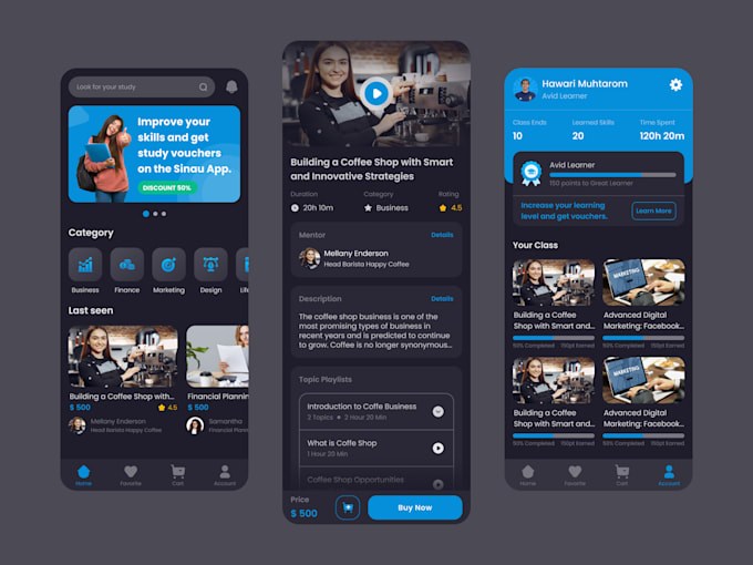 Design dark mode ui ux for your mobile app by Hawari48 | Fiverr