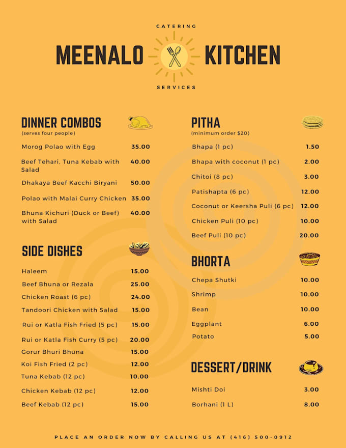 Create a beautiful menu design for your business by Oscar2go | Fiverr