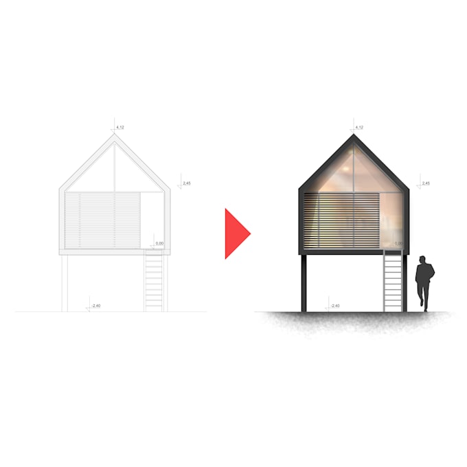 Make your 2d architectural drawing look realistic by Vojoarchi | Fiverr