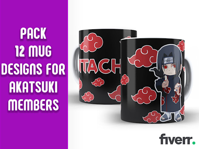 Provide to you 12 mug designs for akatsuki naruto by Lf_print | Fiverr