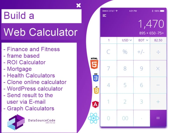 Create Calculator In Javascript Angular React Vuejs And Nodejs By Ihtishamhussain Fiverr