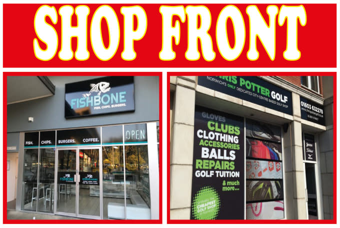 Design amazing sign store shop front window viny signage sticker by ...