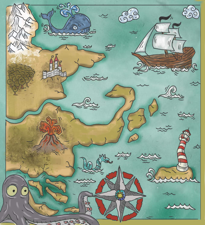 Create detailed 2d map illustration for children by Johnbrissenden | Fiverr