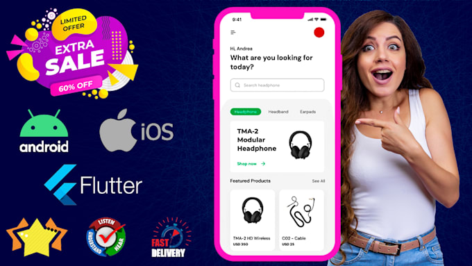 Develop android and ios apps using flutter by Anushkamobdev | Fiverr