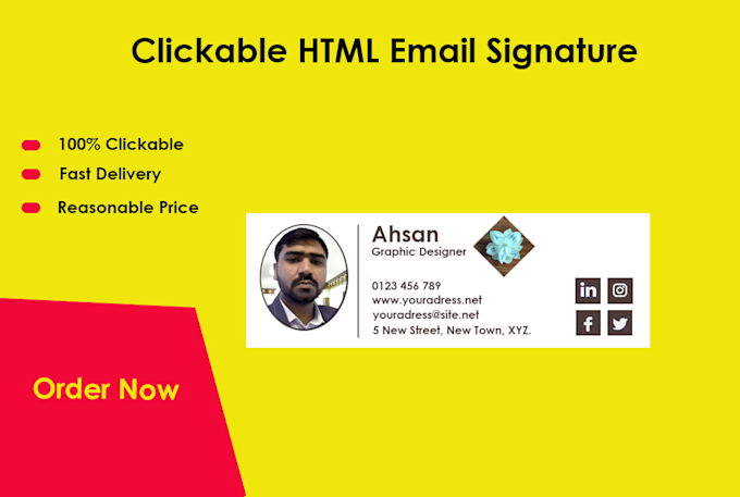Design html email signature or code clickable signatures by Ahsendesigner | Fiverr
