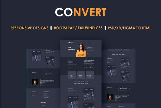 Convert figma, psd, xd to responsive website using bootstrap or tailwind css by Eht_elahi | Fiverr