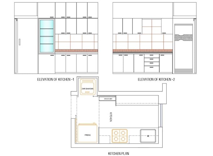 To create kitchen cabinet, furniture design autocad 2d and 3d design by ...