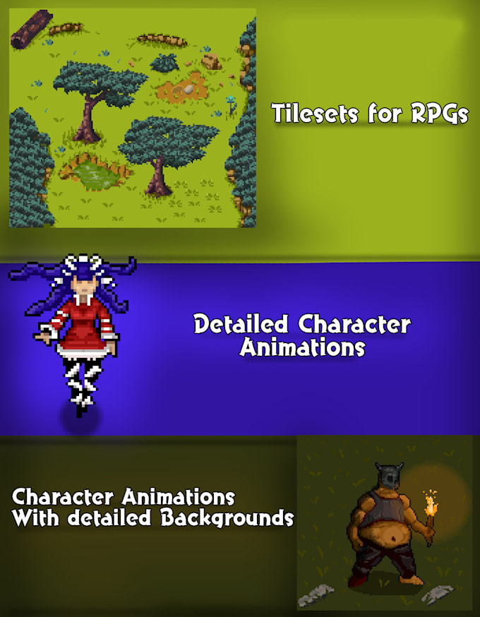 Create pixel art for rpg characters with animation frames by ...