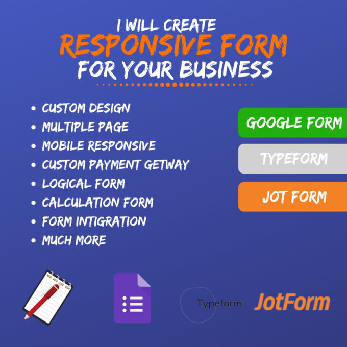 Create responsive and beautiful google form, jotform, typeform by And4web | Fiverr