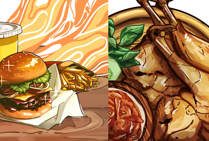 Draw food illustration in semi realistic style by Illustrasyo | Fiverr