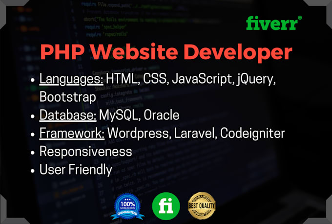 Fix or develop any php mysql, framework, wordpress website by Arslanahmedawan | Fiverr
