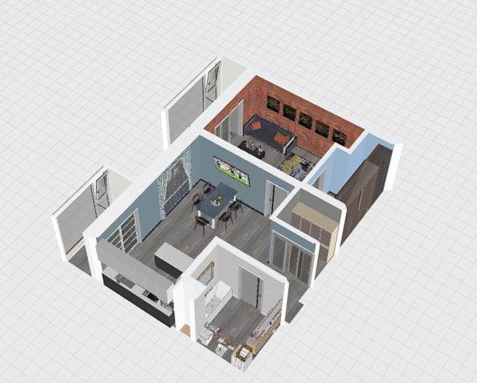 Isometric 3d model plan and render by Aleksdesign3d | Fiverr