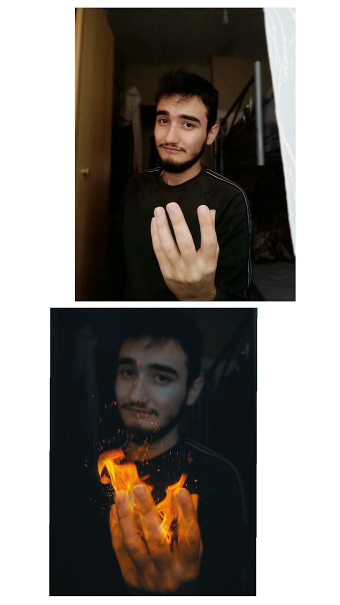 Make fire hand effect to your photo by Alioztrk067 | Fiverr