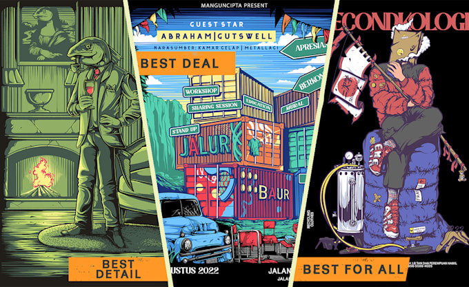 Create epic vintage retro cartoon illustration by Hisyamfb | Fiverr