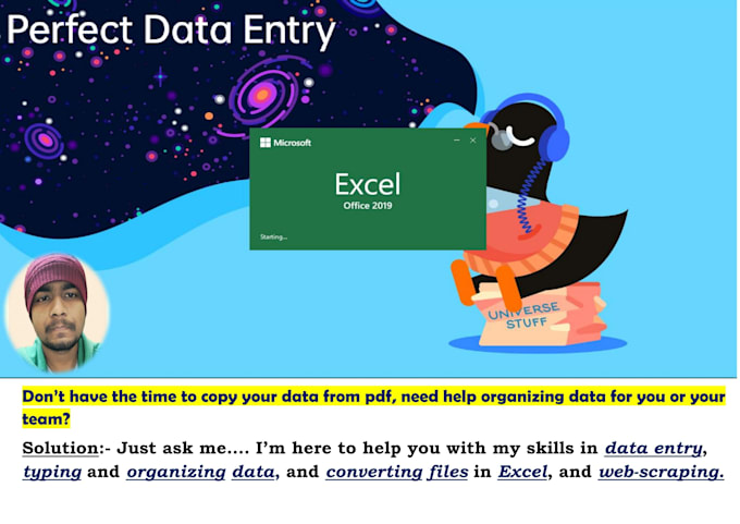 Do perfect excel data entry,typing,copy paste,pdf to word,pdf to excel ...