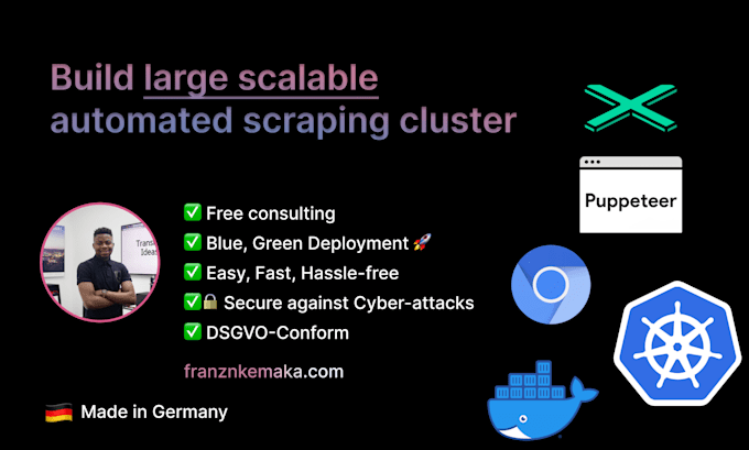 Build a scalable auto scraping cluster with docker, puppeteer and nodejs by Franznkemaka | Fiverr