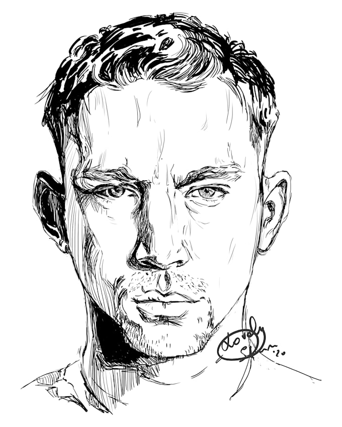 Draw line art realistic portraits from photo by Lovelyskin97 | Fiverr