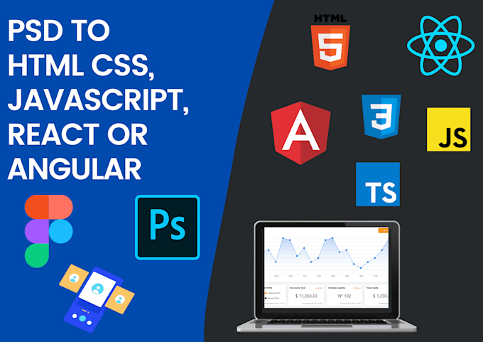 Do psd, figma, adobe xd to html, css, javascript, react by Bryrodri ...
