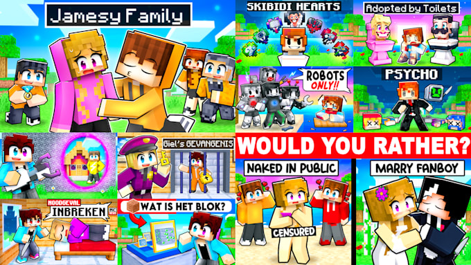 Do the bests minecraft, roblox thumbnails by Shakeartss | Fiverr