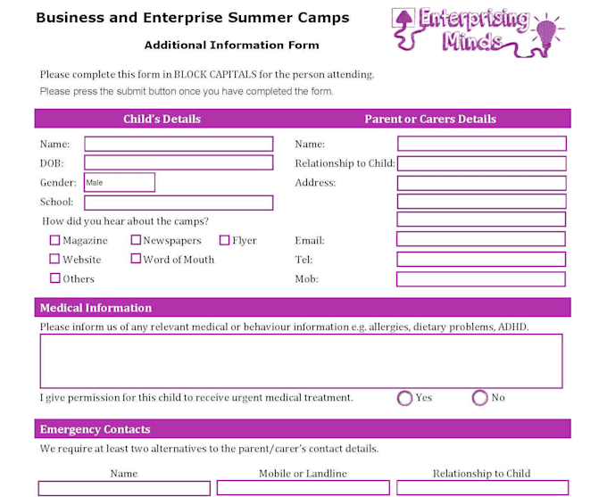 Create an interactive fillable pdf form by Kunwar | Fiverr