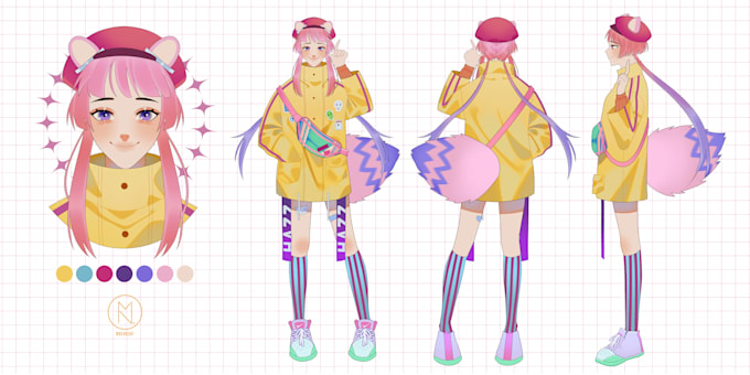 Draw character sheet vtuber avatar by Kohakusaikawa | Fiverr