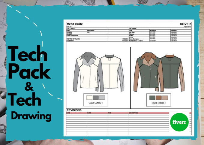 Make fashion technical flat drawing flat sketch tech pack clothing ...