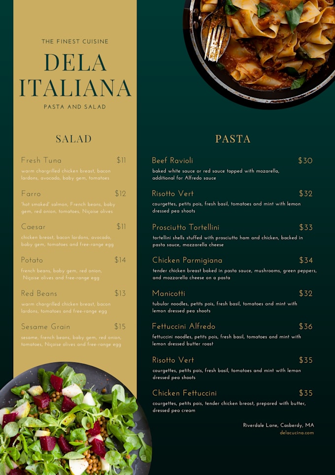 Design a modern and sleek menu for your restaurant by Hytedesigns | Fiverr