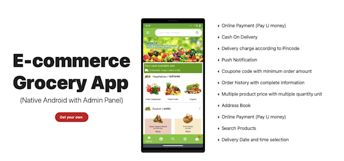 Single vendor grocery, android, web panel by Ashwanid12 | Fiverr