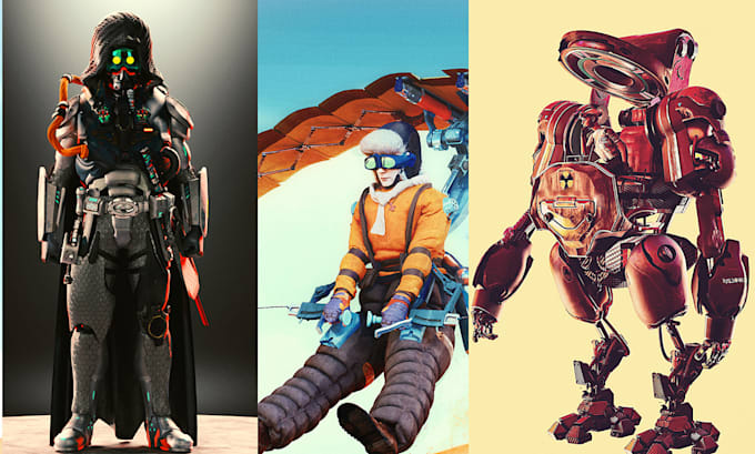 Do 3d renders of robot mecha characters and og concept art by Cgrawr ...