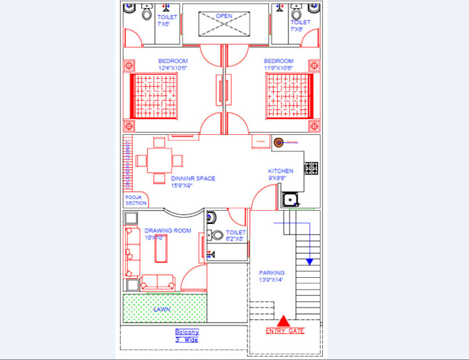 Creat your building 2d floor plan in autocad by Durgesh_95 | Fiverr