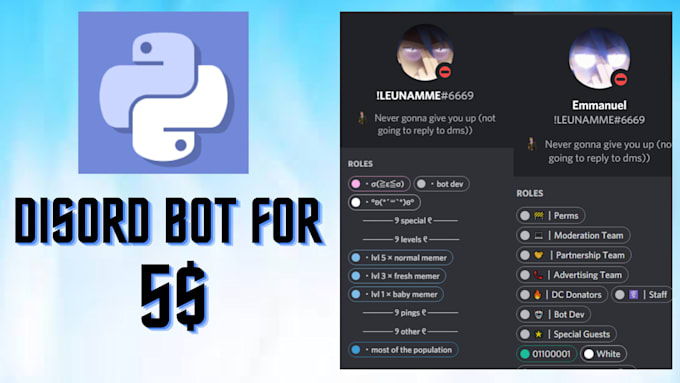 Make discord bots in python by Emmanuel_mathe | Fiverr Make discord bots in python by Emmanuel_mathe | Fiverr