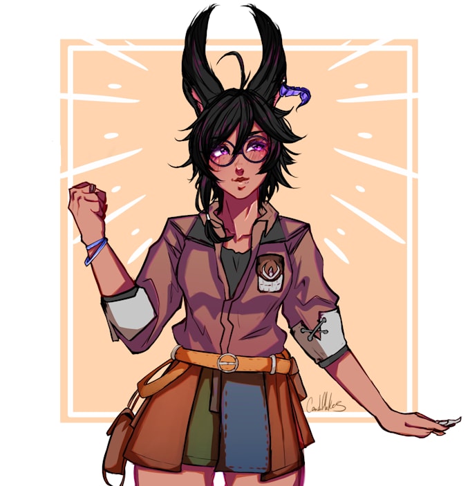 Draw a half body of your ffxiv character in my style by Candeflakes ...