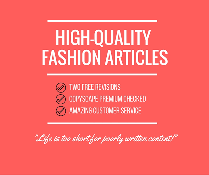 Write a 400 word long fashion article by Andreeaalm | Fiverr