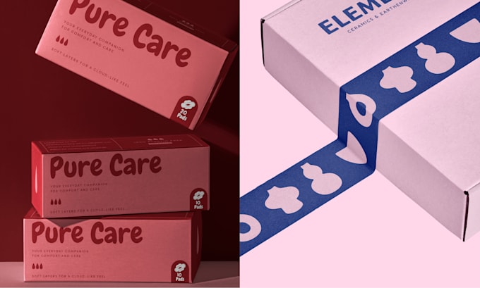 Make minimal product packaging box design, mailer box and bottle label ...